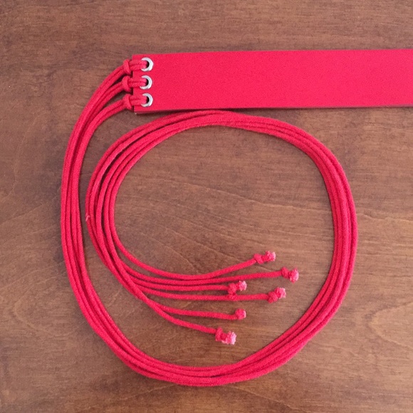Accessories | Red Hip Hugger Leathercotton Belt | Poshmark